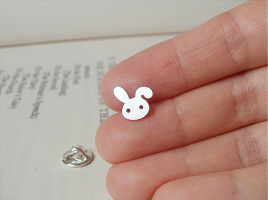 Sterling Silver Bunny Rabbit Pin/ Lapel Pin/ Tie Tack, Handmade In ...