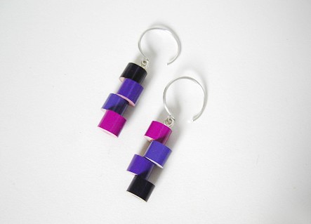 Sterling Silver Color Pencil Earrings, The Purple And Pink Series on Luulla