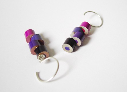 Sterling Silver Color Pencil Earrings, The Purple And Pink Series on Luulla